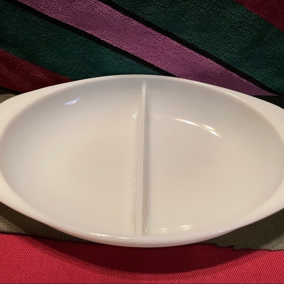 Kitchen | Vintage Oval Milk Glass Oval Divided Casserole Dish | Poshmark